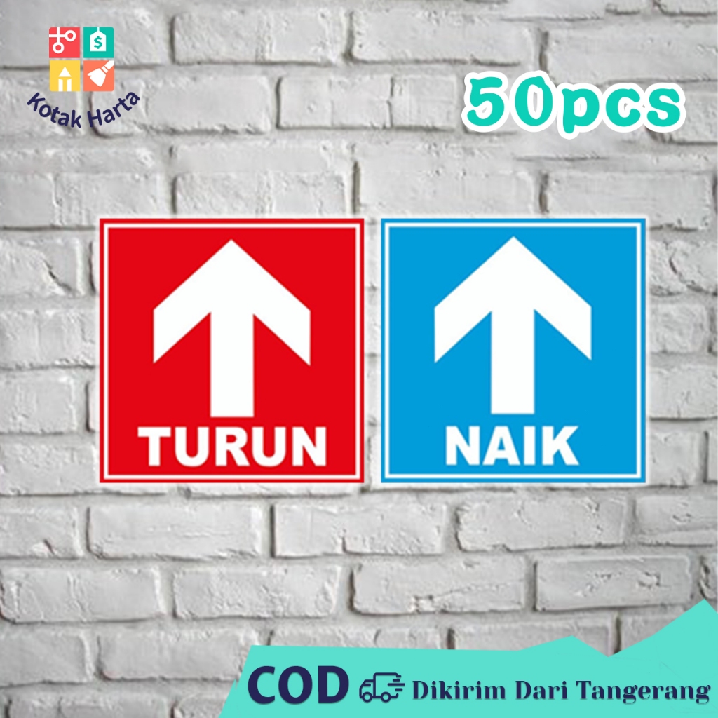 Jual 50 Pcs Stiker Naik Turun Tangga Stiker Sign Panah Stiker Tanda ...