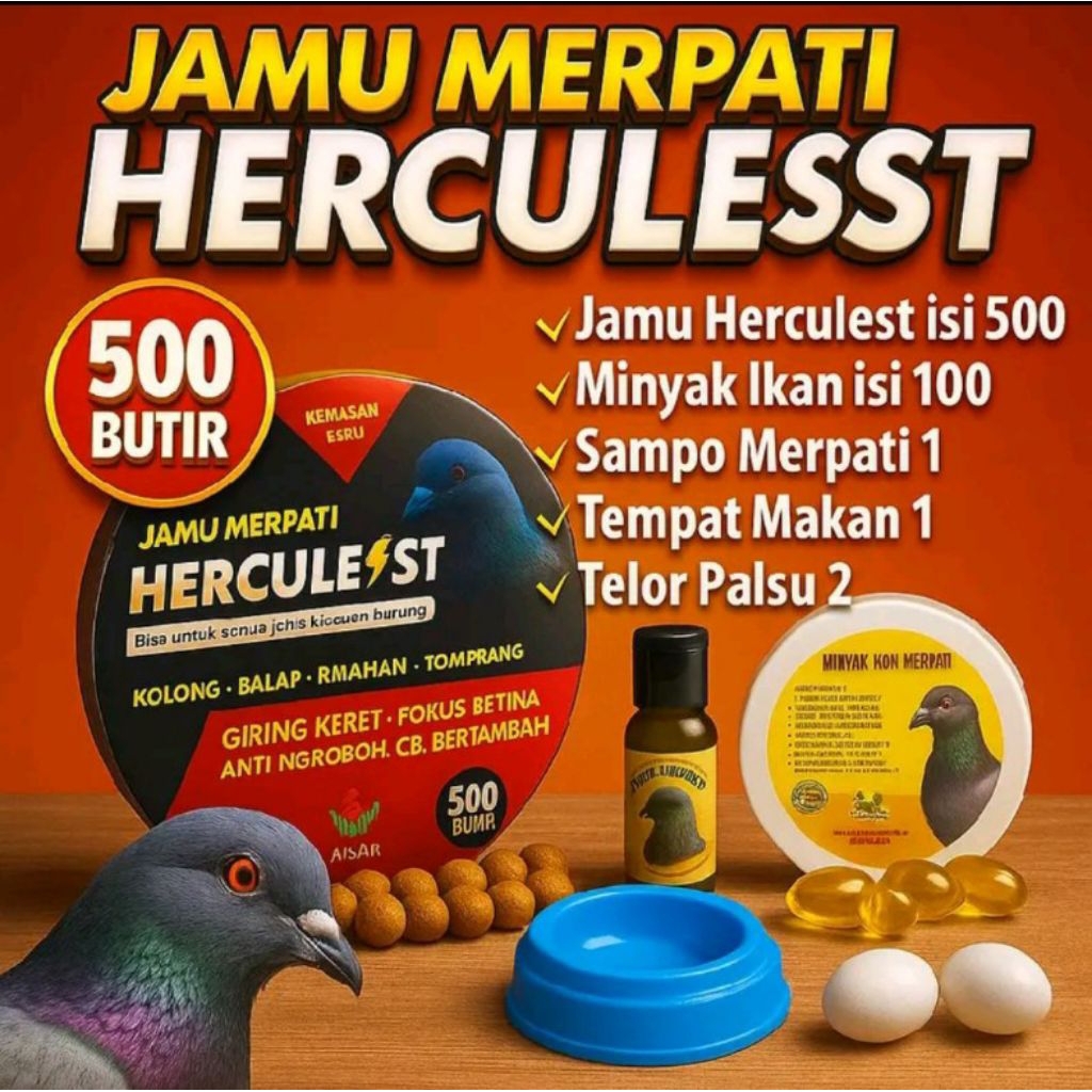 Jual JAMU MERPATI HERCULEST ISI 500 BUTIR BONUS 5 ITEM ( CEPUK , SQMPI ...