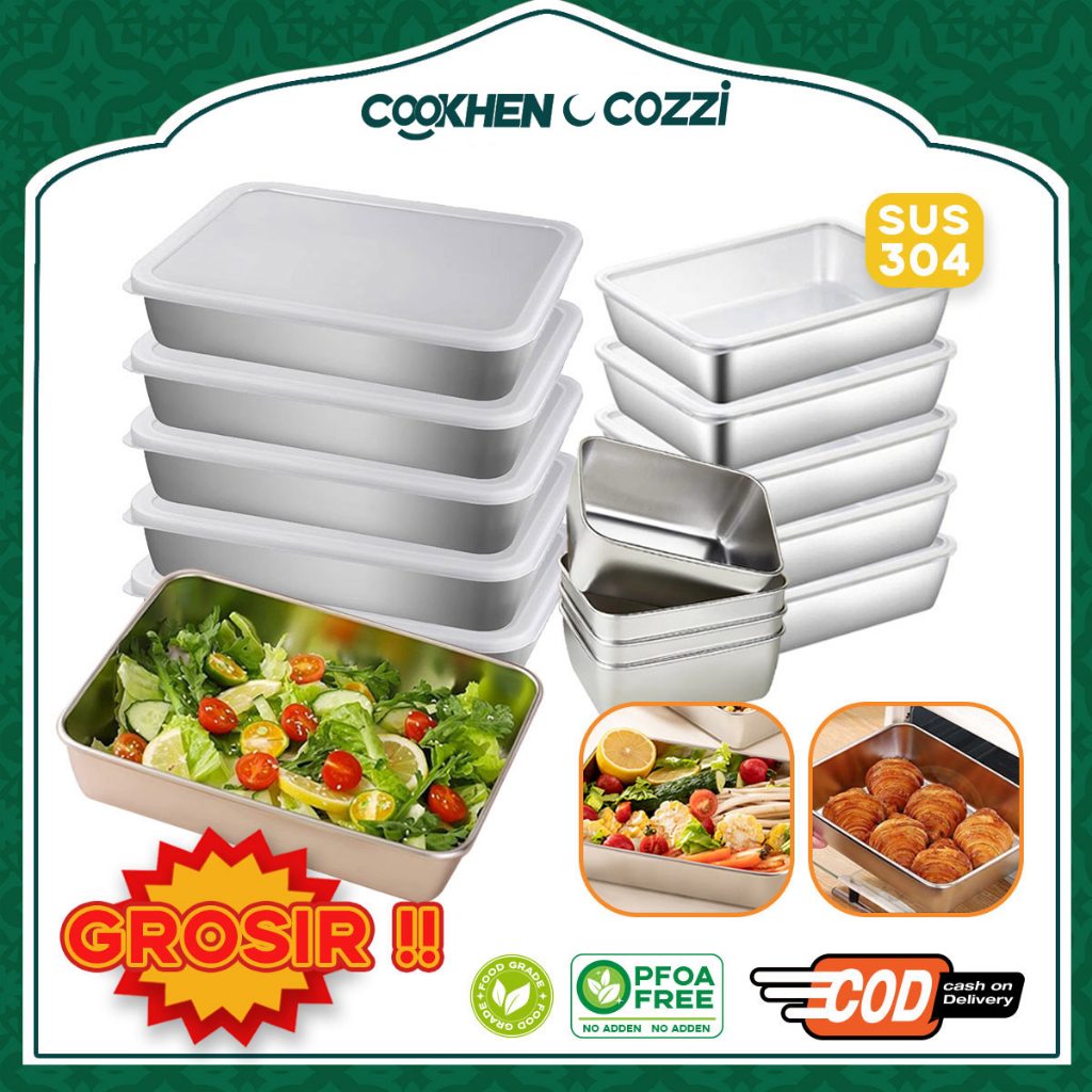 Jual Cookhen Wadah Stainless Steel Bertutup Food Container Stainless ...