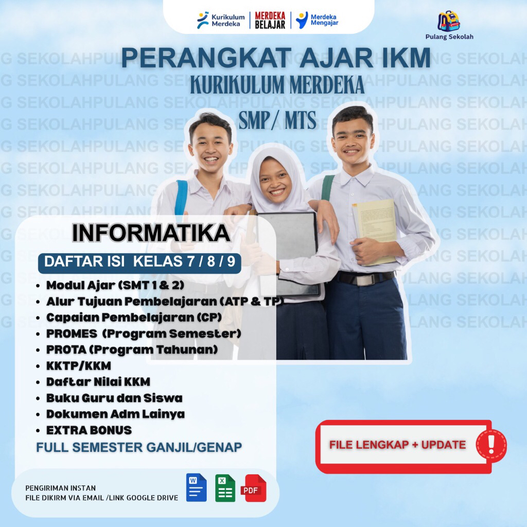 Jual PERANGKAT AJAR INFORMATIKA SMP/MTs KURIKULUM MERDEKA KELAS 7/8/9 IKM KUMER | Shopee Indonesia