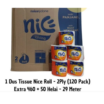Jual Tissue NIce Roll Embossed 2 Ply (1 Dus 120 Roll) | Shopee Indonesia