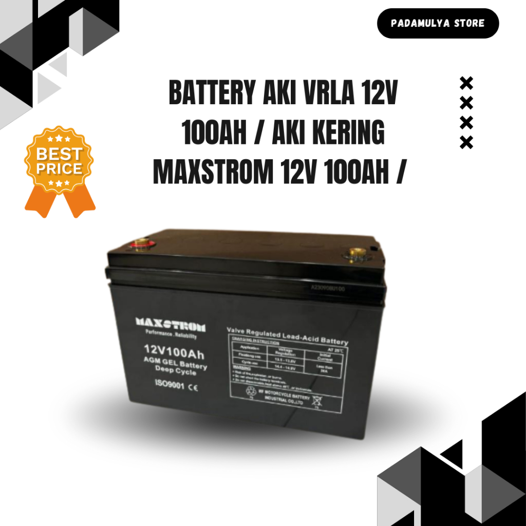 Jual battery aki vrla 12v 100ah / aki kering maxstrom 12v 100ah / aki ...