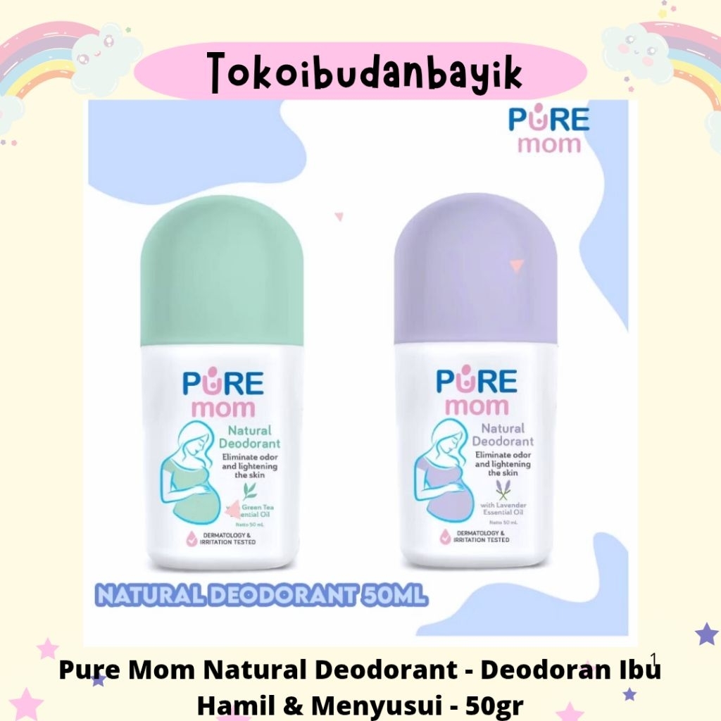 Jual Pure Mom Natural Deodorant - Deodoran Ibu Hamil & Menyusui - 50gr | Shopee Indonesia