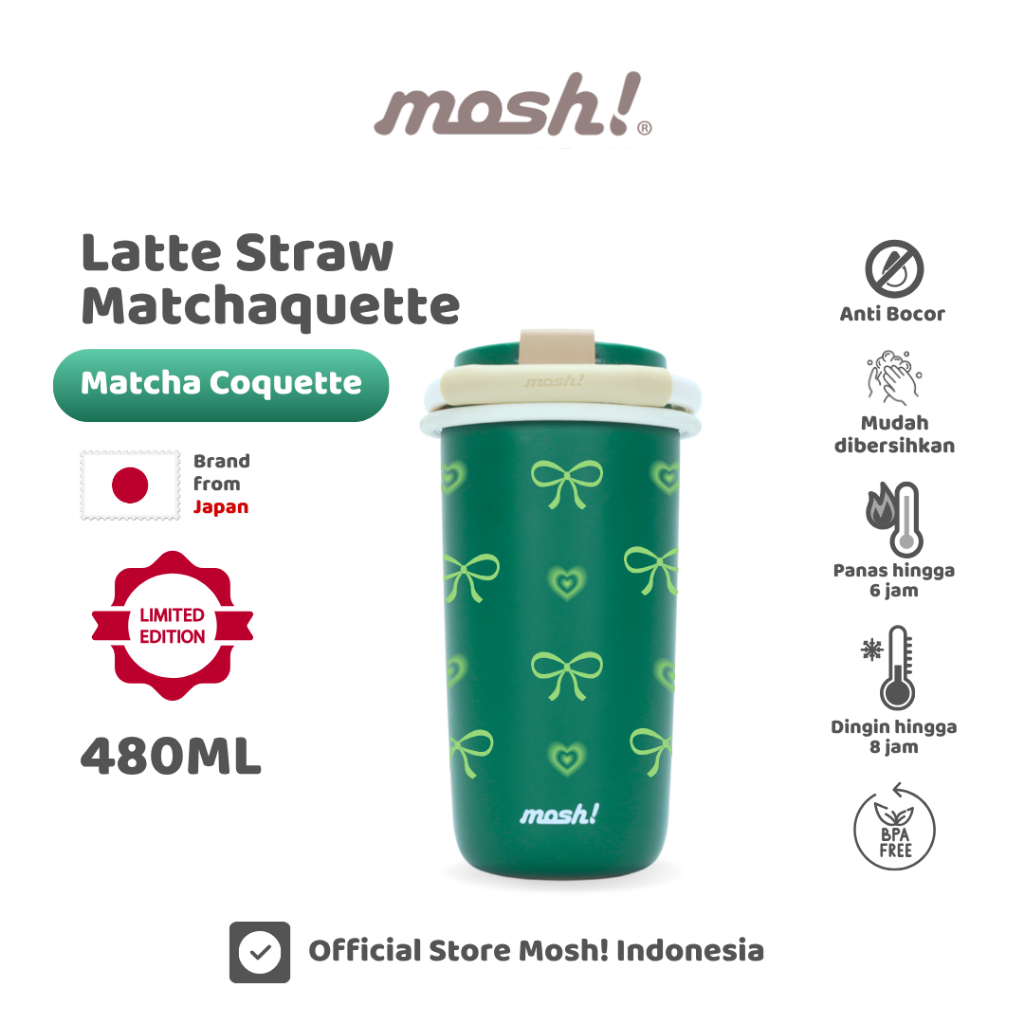 Jual Mosh Straw Latte Tumbler - Botol Minum Stainless Steel 480ML ...