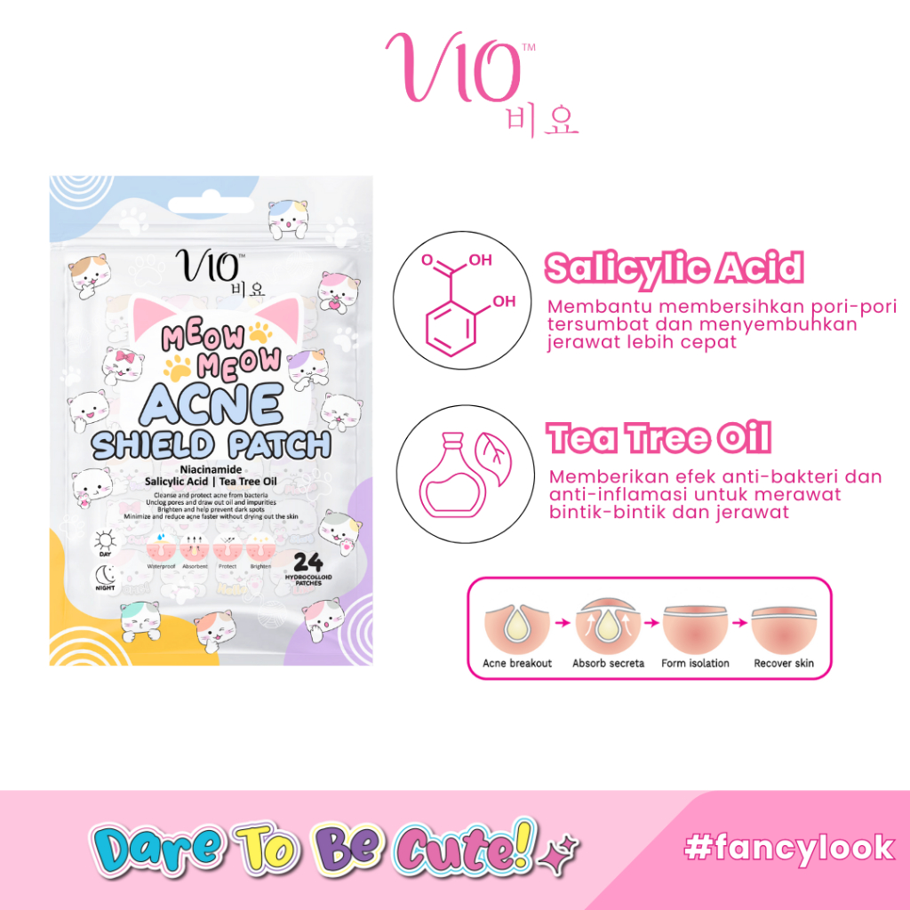 Jual Vio Acne Shield Patch Meow Meow -24 Patch patch berbentuk kucing ...