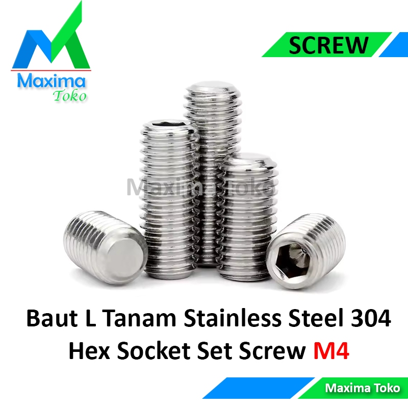 Jual Hex Socket Set Screw M4 Stainless Steel 304 Baut L Tanam L Set ...