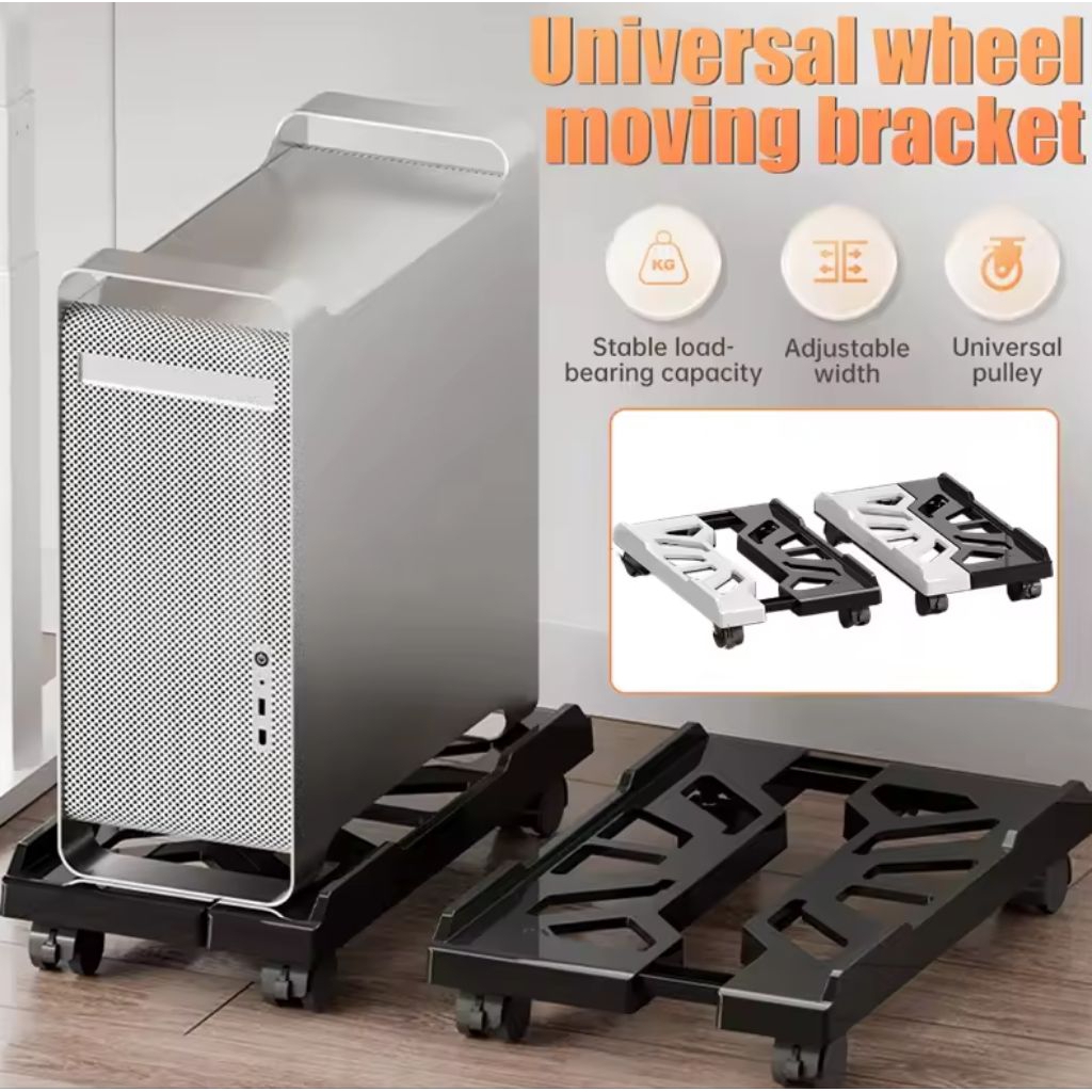Jual Rak Komputer CPU Tray Bracket Stand Adjustable Mobile 4 Wheels ...
