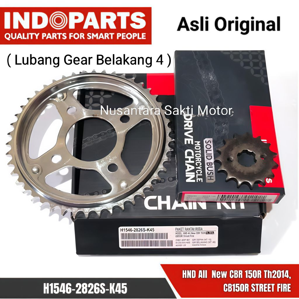 Jual ( k45 4 Lubang ) Indoparts gir gear set All new cb150r CBR 2014 cb ...