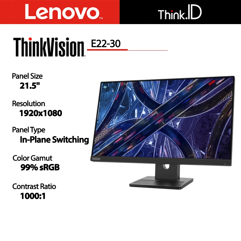 Jual Monitor LED Lenovo ThinkVision E22-30 21.5" 1920x1080 IPS 99% sRGB ...
