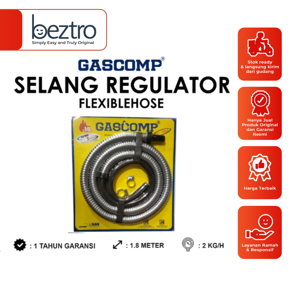 Jual Gascomp Selang Gas 1.8 Meter FLEXIBLE HOSE – Selang + Flexible Hose | Shopee Indonesia