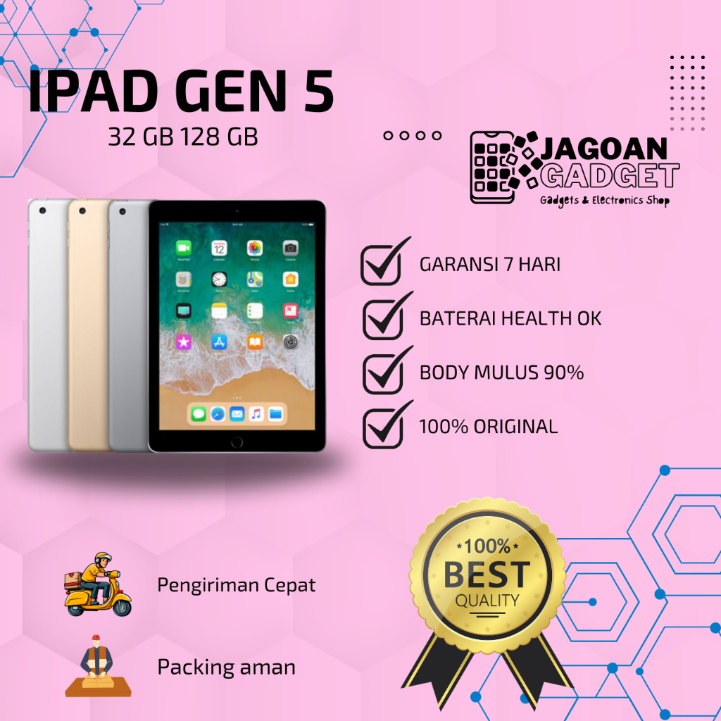 Jual iPad 5 32GB 128GB Gen 5 Wifi Only Second Original Fullset | JAGOAN GADGET | Shopee Indonesia