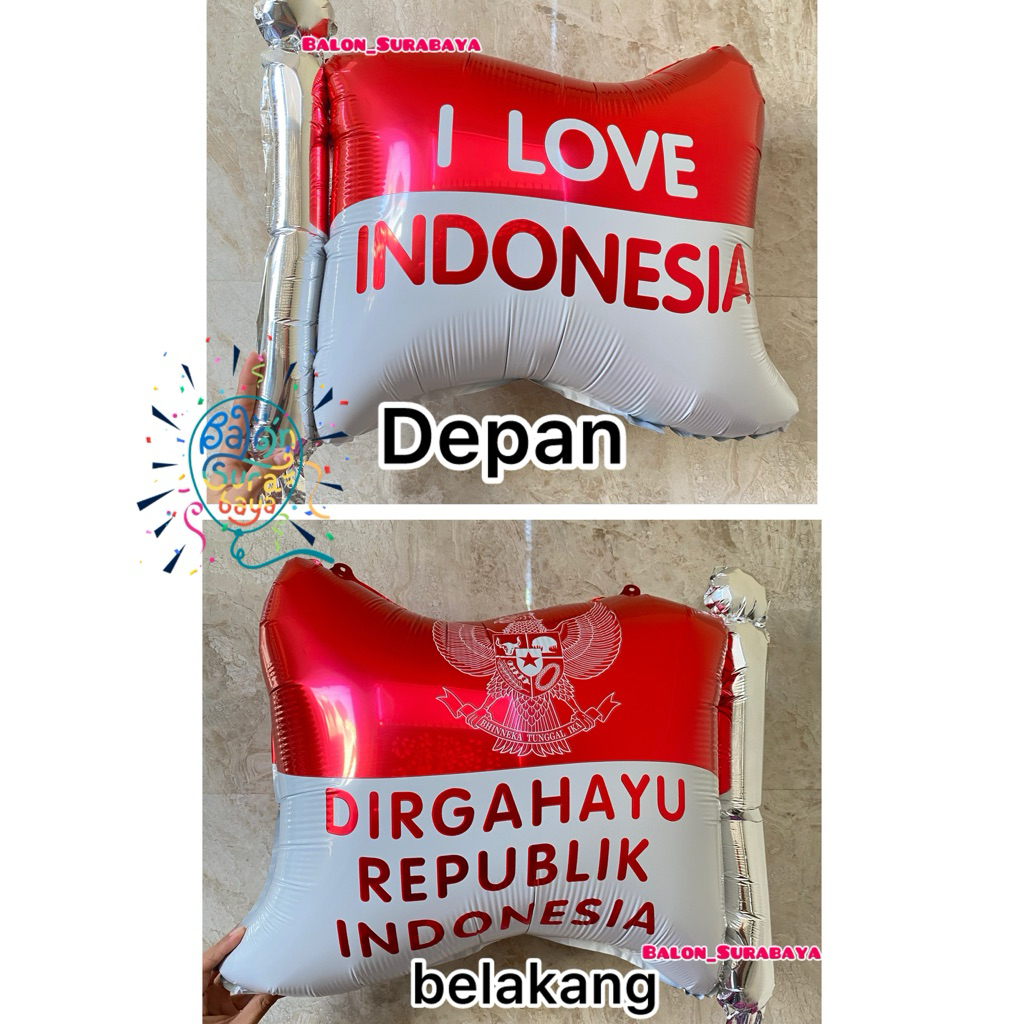 Jual Balon Foil bentuk Bendera Merah Putih ukuran 50cm | Shopee Indonesia