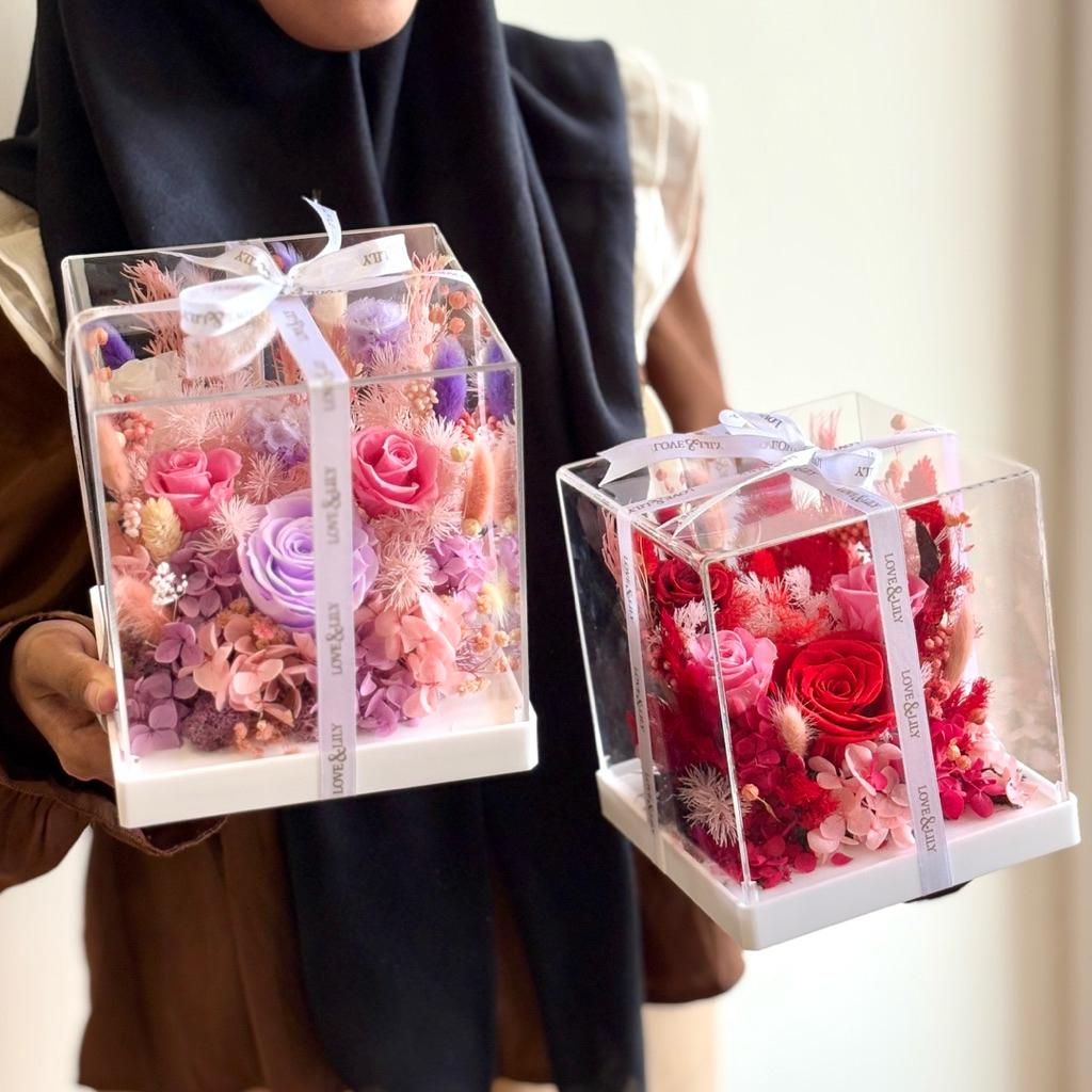 Jual [READY] Flower Acrylic Box Preserved Dome Hadiah Anniv Anniversary ...