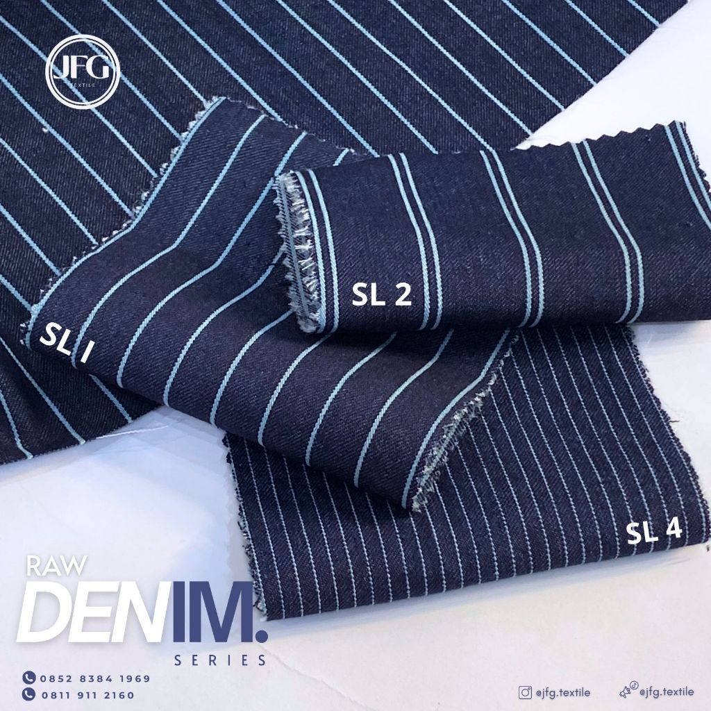 Jual 1 Yard Bahan Kain RAW DENIM STRIPE by JFG - KAIN DENIM PRINT ...