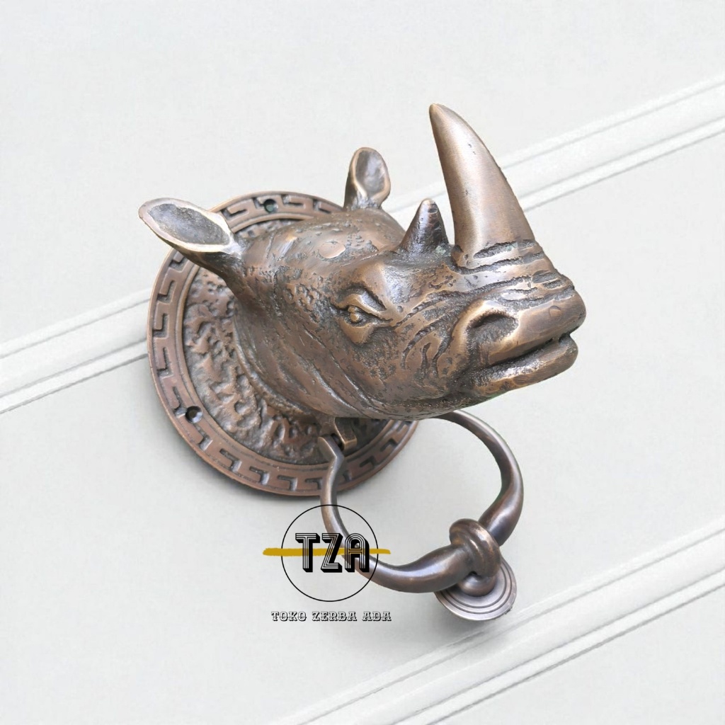 Jual Ketukan Pintu Kuningan Antik Motif Badak Bercula Satu 1 Pcs ...
