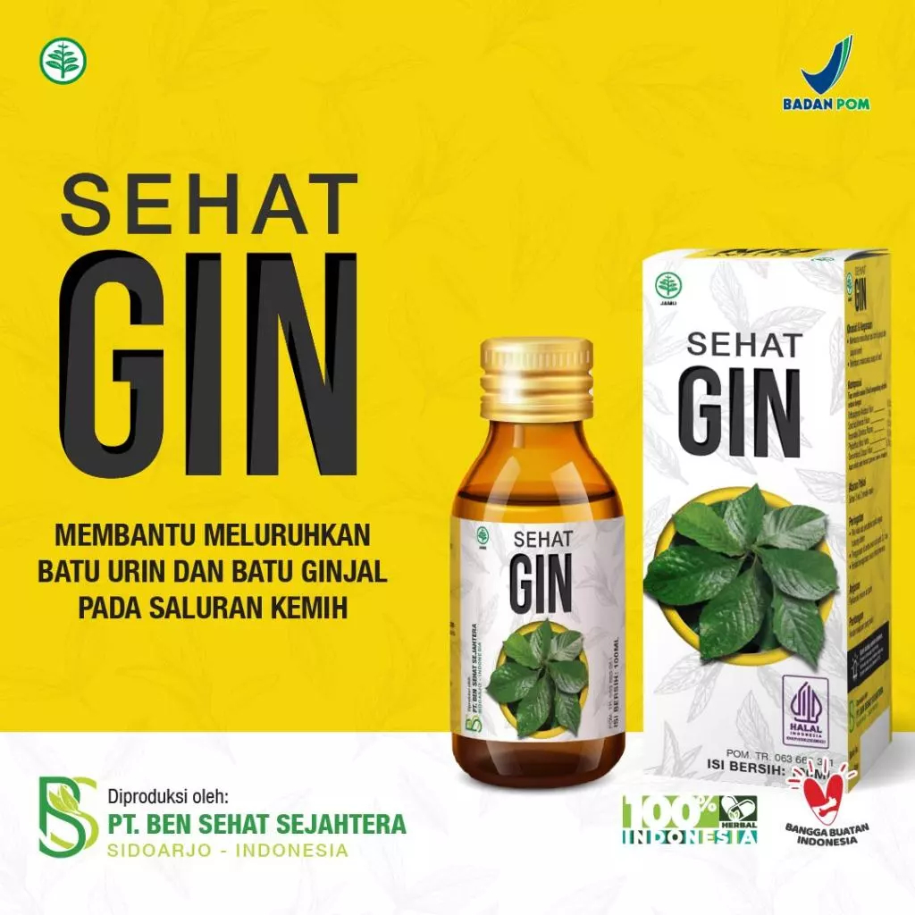 Jual OBAT SEHAT GINJAL Meluruhkan Batu Urin Herbal BPOM Sehat Gin 100ml ...