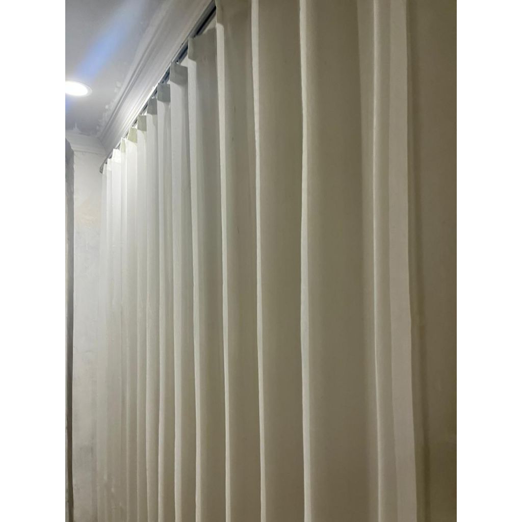 Jual vitrase gorden putih polos premium model plisket kaitan kawat S ...