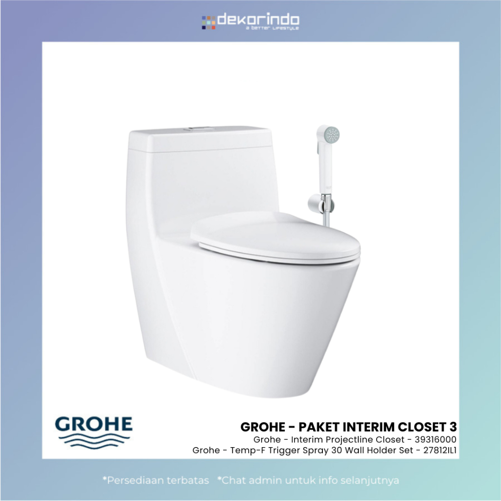 Jual GROHE - PAKET INTERIM CLOSET 3 - INTERIM PROJECTLINE CLOSET WHITE ...