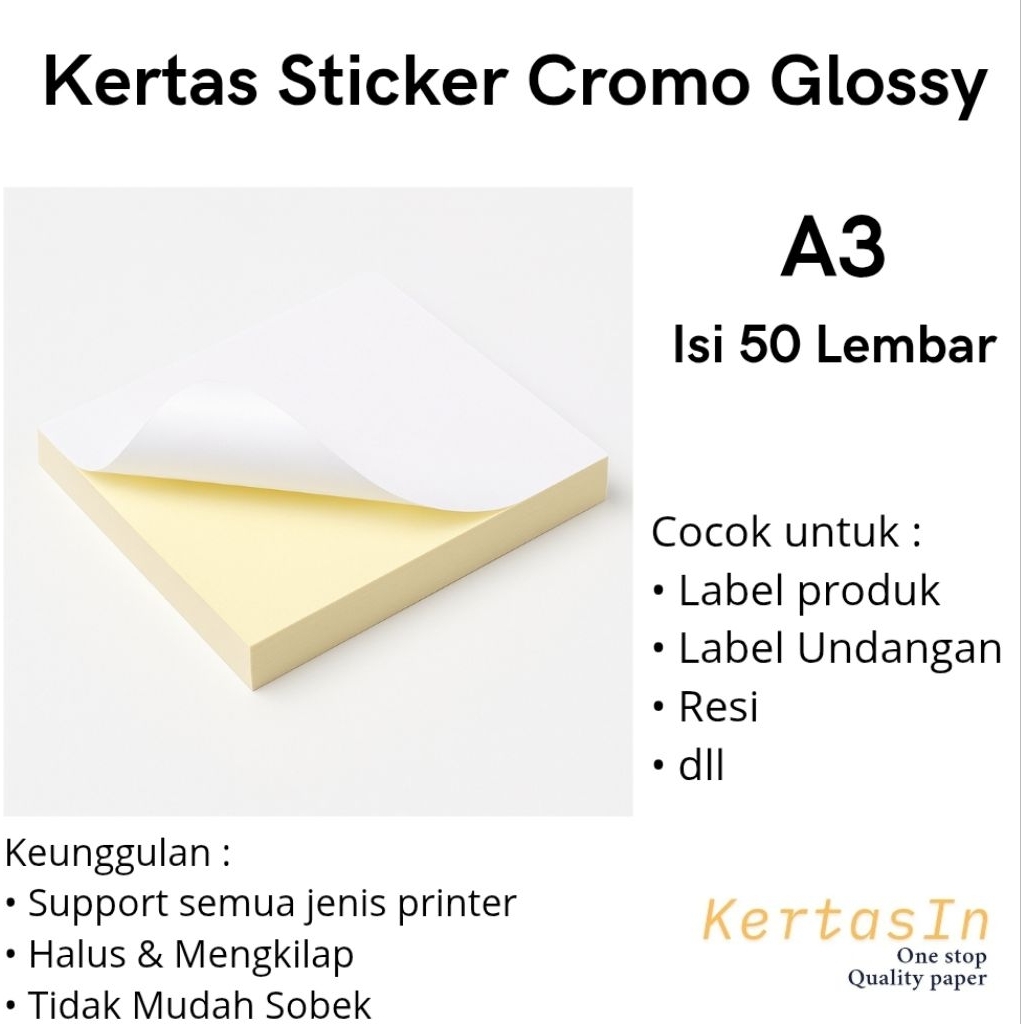 Jual Kertas Sticker Chromo Glossy A3 Isi 50 Lembar | Sticker Label dan ...