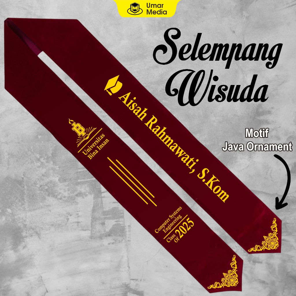 Jual Selempang Graduation Slempang Wisuda Salempang Wisuda Custom Nama ...
