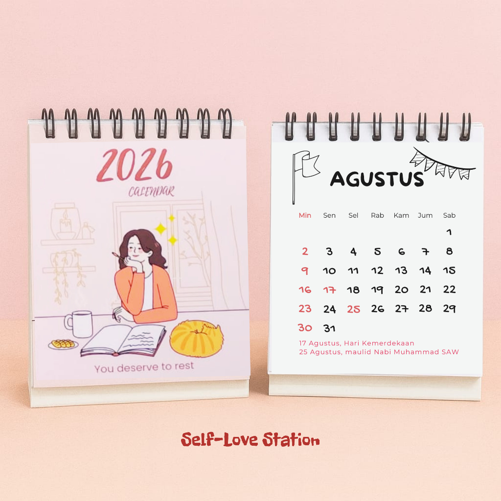 Jual kalender 2026 aesthetic /kalender mini 2026/calendar/kalender meja ...