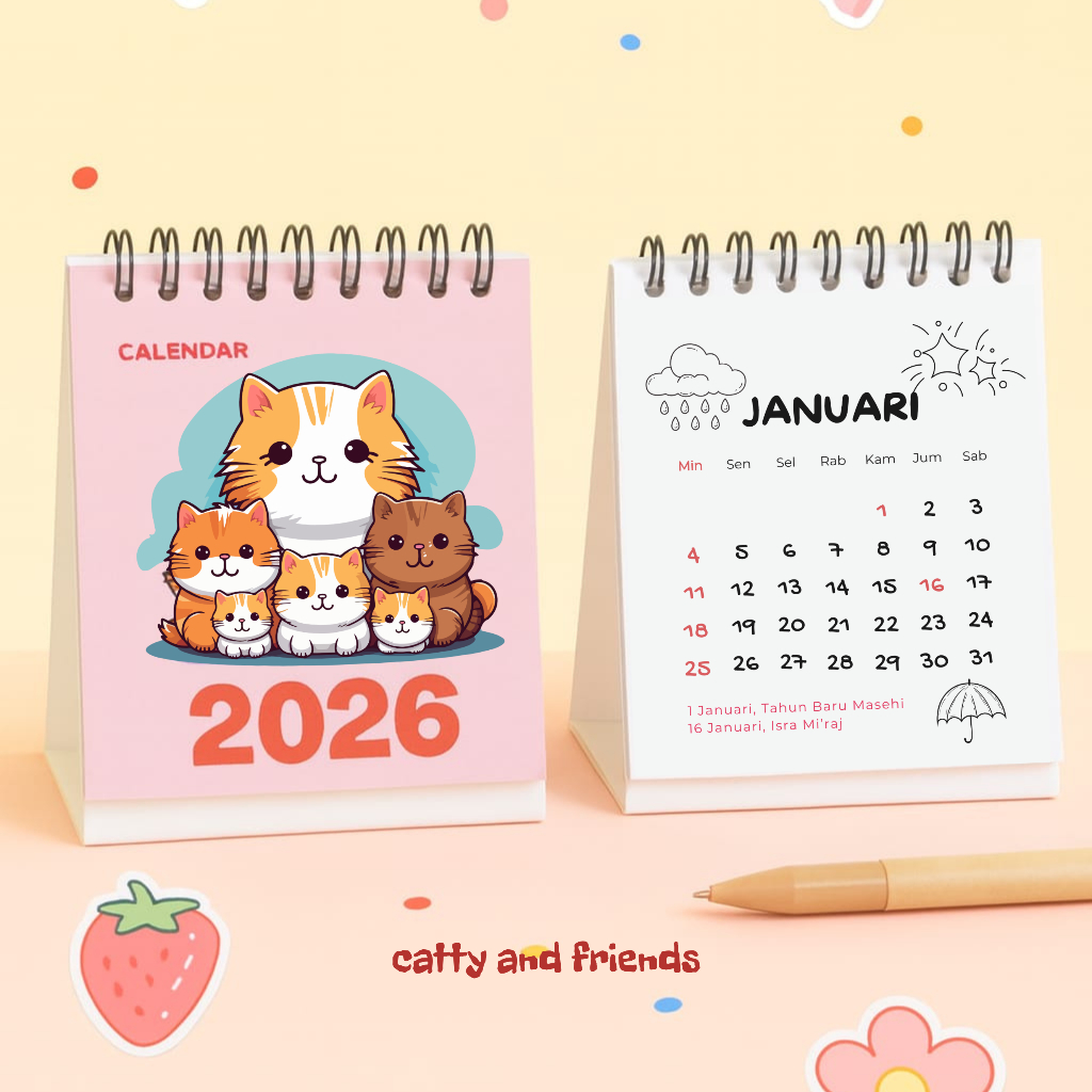 Jual Kalender Meja 2026 Mini Cute Aesthetic Spiral Souvenir Murah ...