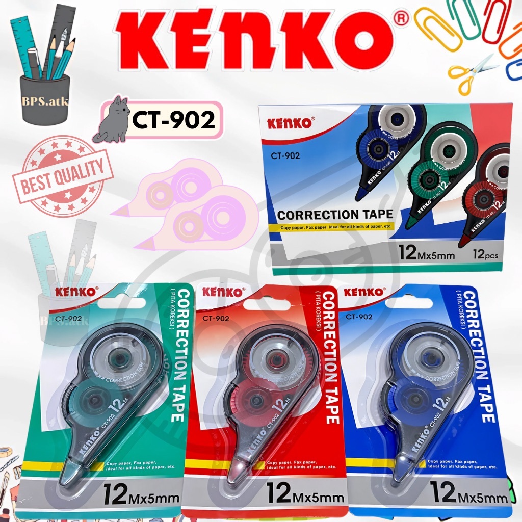 Jual (12pcs) KENKO Correction Tape / Tip X Kertas CT-902 / Tip Ex ...