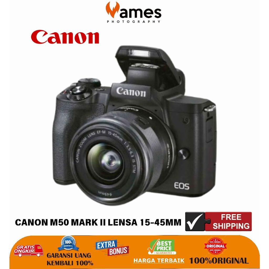 Jual Kamera Mirrorless CANON M50 Mark II Lensa 15-45mm -Vms | Shopee ...