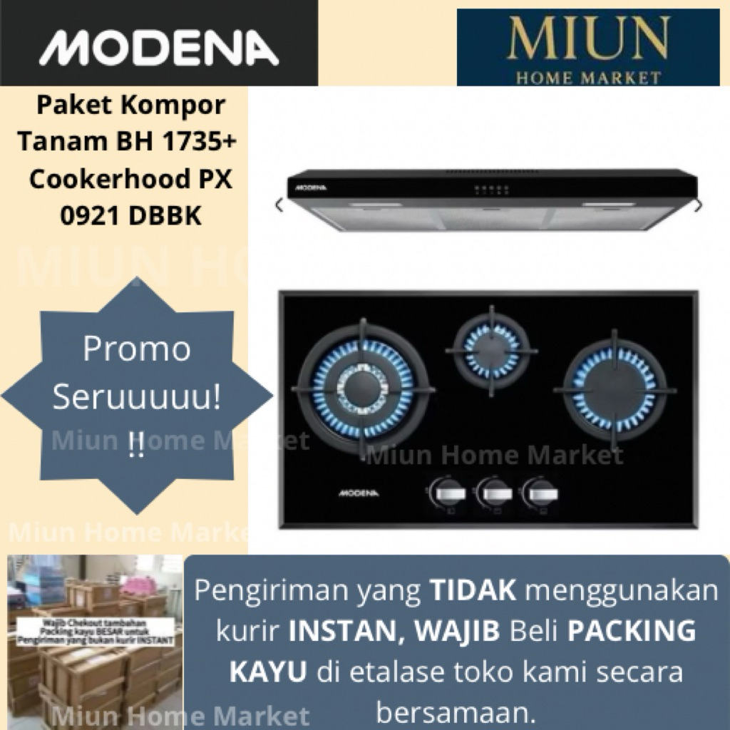 Jual Paket Kompor Tanam Gas Modena Bh 1735 / 3 Tungku dan Cookerhood Px ...