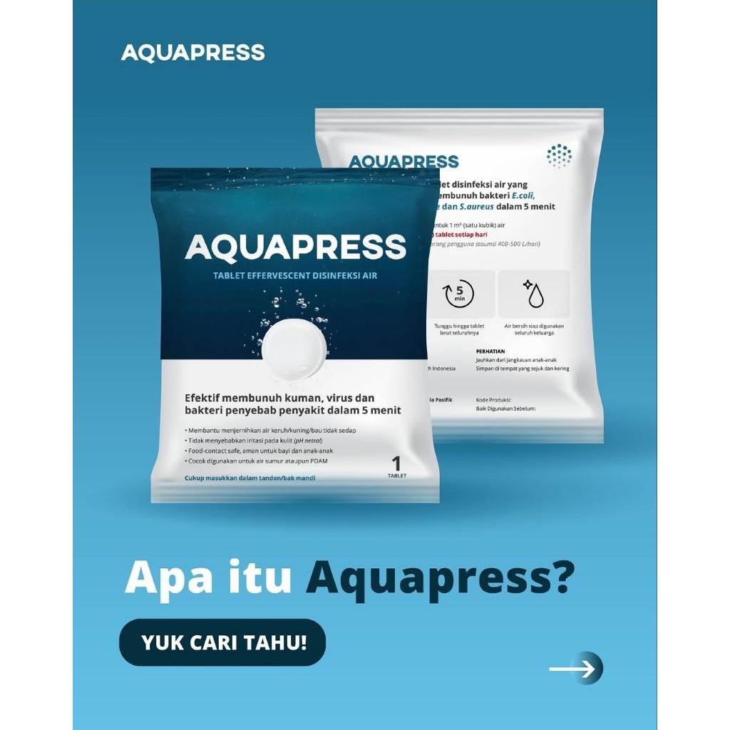 Jual Aquapress Tablet Desinfeksi Air Ajaib Mengubah Air Kotor Menjadi ...