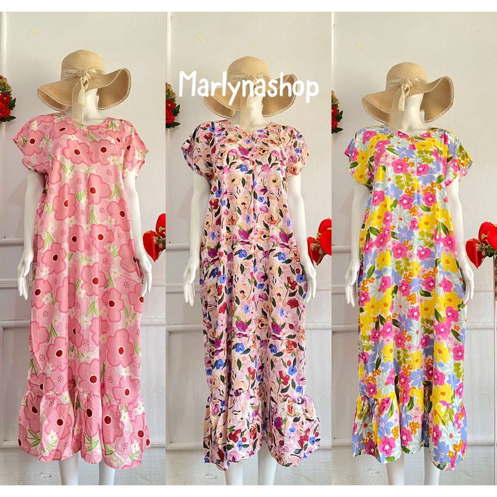 Jual Marlynashop - Daster ruffle panjang Busui kekinian semata kaki ...