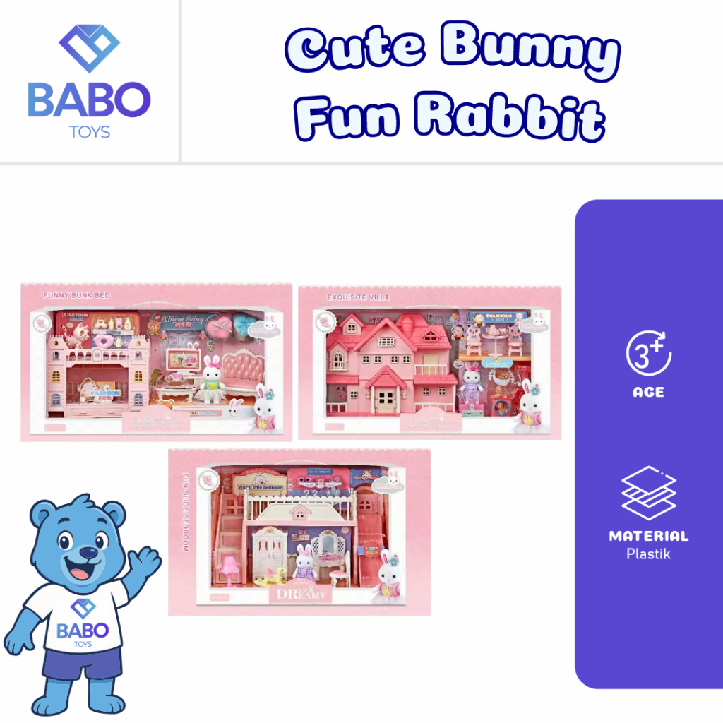 Jual Dreamy Bay Yasini Cute Bunny Fun Rabbit Villa Mainan Rumah Boneka ...