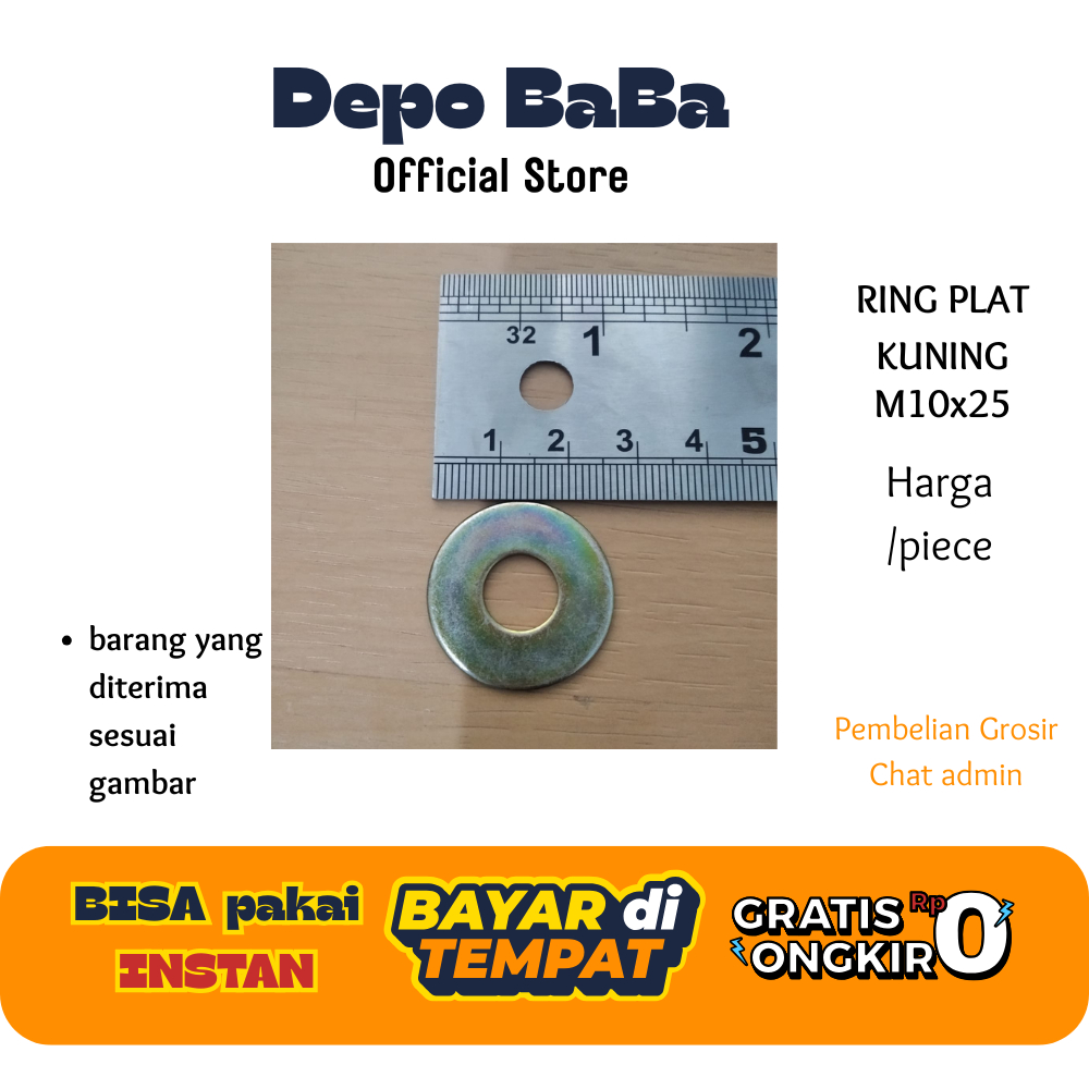 Jual Ring Plat Lebar M10 x 25 x 2mm Warna Kuning – Ring Besi Lebar ...