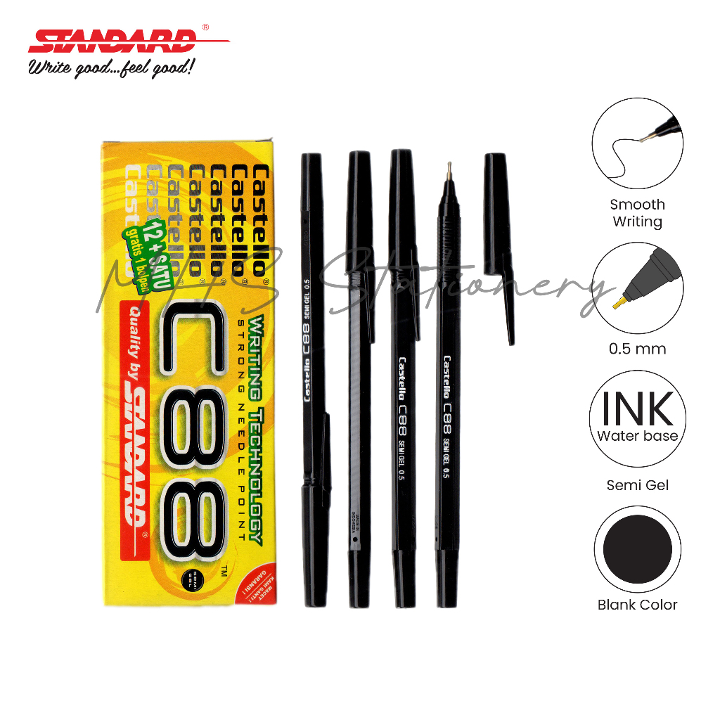 Jual STANDARD C88 C-88 0.5 mm Bolpoin Pulpen Ballpoint Semi Gel Pen ...
