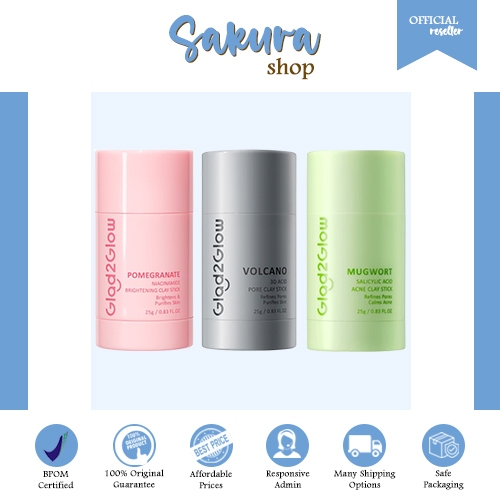 Jual GLAD2GLOW Pomegranate Niacinamide Brightening Clay Stick | Volcano 3D Acid Pore Clay Stick ...