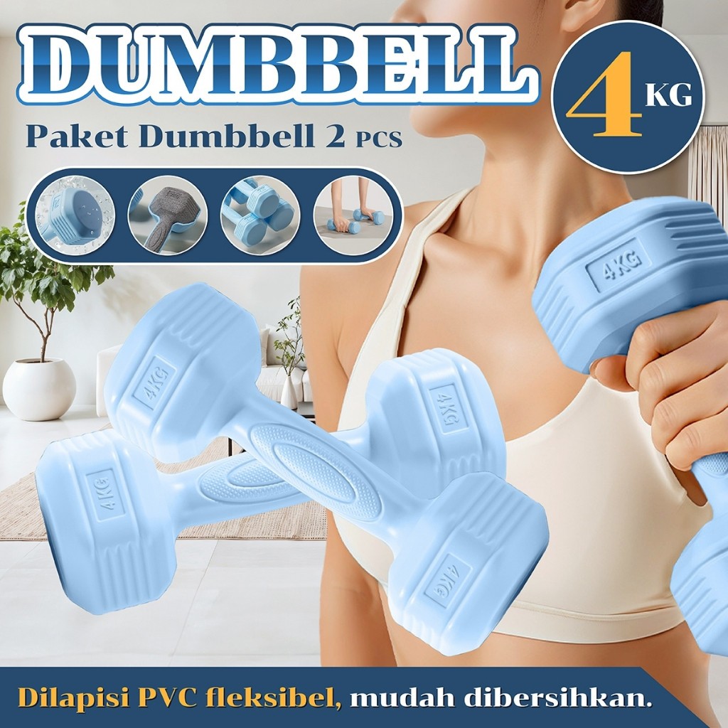 Jual BG SPORT Dumbbell Barbel Mini 2 PCS PVC PE Soft Color Alat Fitness Gym Rumah Praktis ...