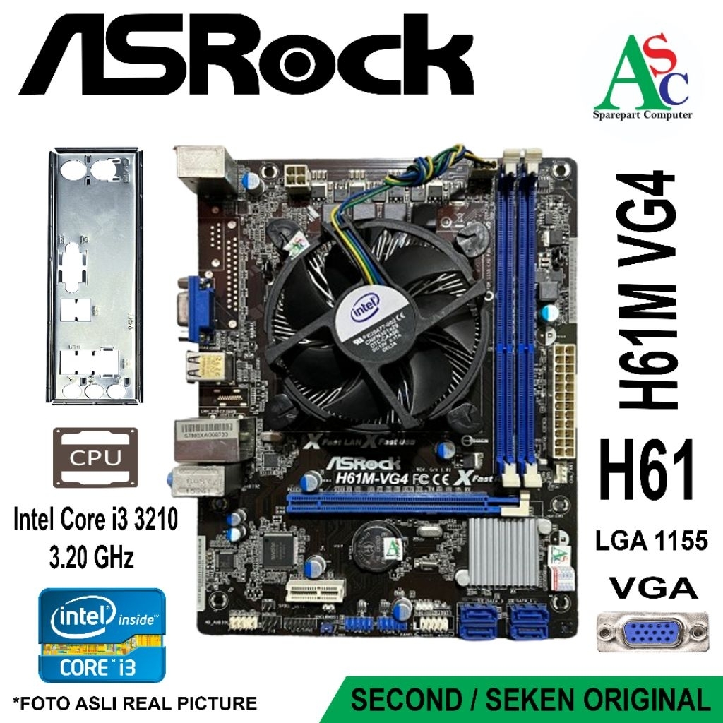 Jual Paket Mobo Motherboard Asrock Core i3 Gen 3 Fan Intel Backpanel ...