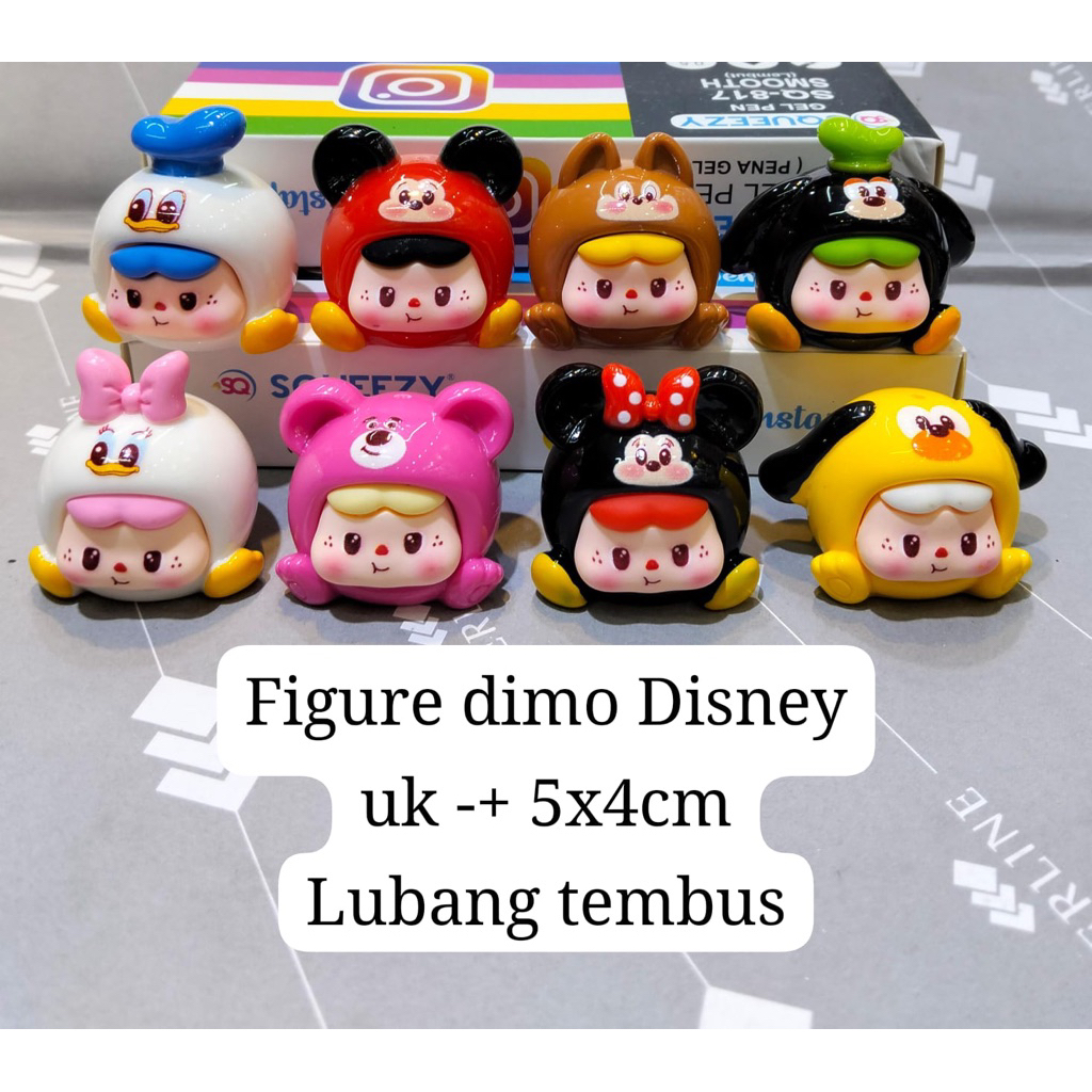 Jual [8 pcs] figure DIMO DISNEY lubang tembus atas bawah 3D karakter ...
