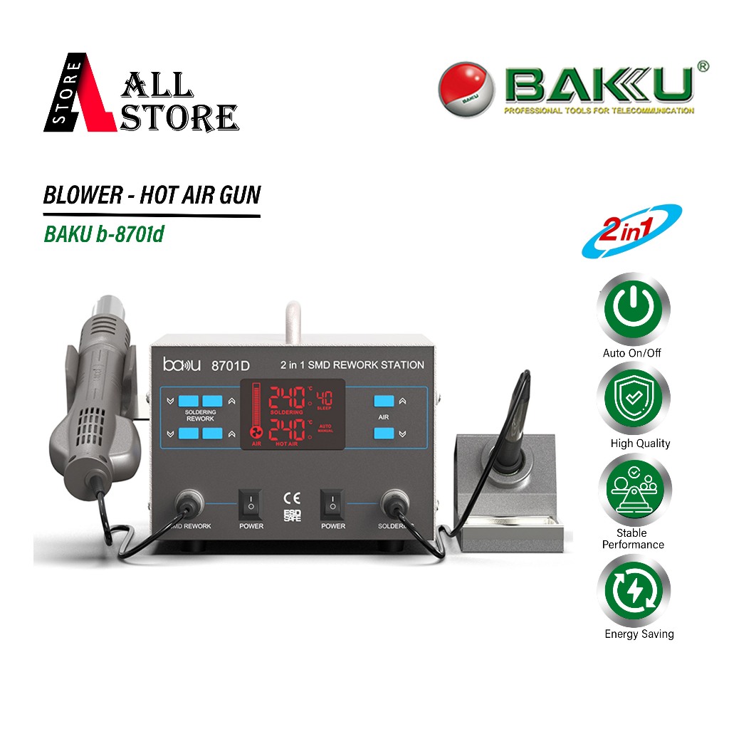 Jual BAKU BA-8701D 2 in 1 Blower SMD Rework Station Original - Alat ...