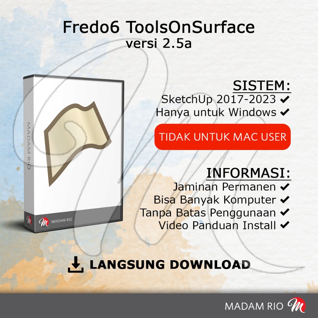 Jual Fredo6 ToolsOnSurface atau Tools On Surface Plugin SketchUp 2017 ...
