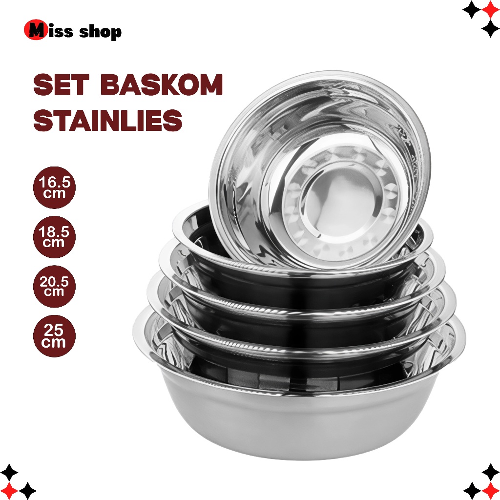 Jual (MS) Baskom Stainless Steel Multifungsi Ukuran Lengkap Anti Karat ...