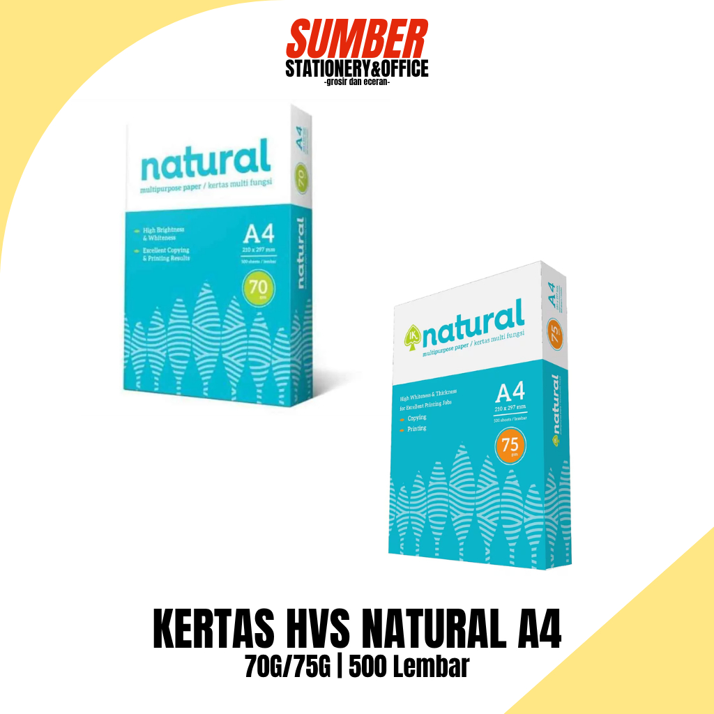 Jual [1 RIM] KERTAS HVS NATURAL A4 70GR/75GR (HVS-NAT-A4) | Shopee Indonesia