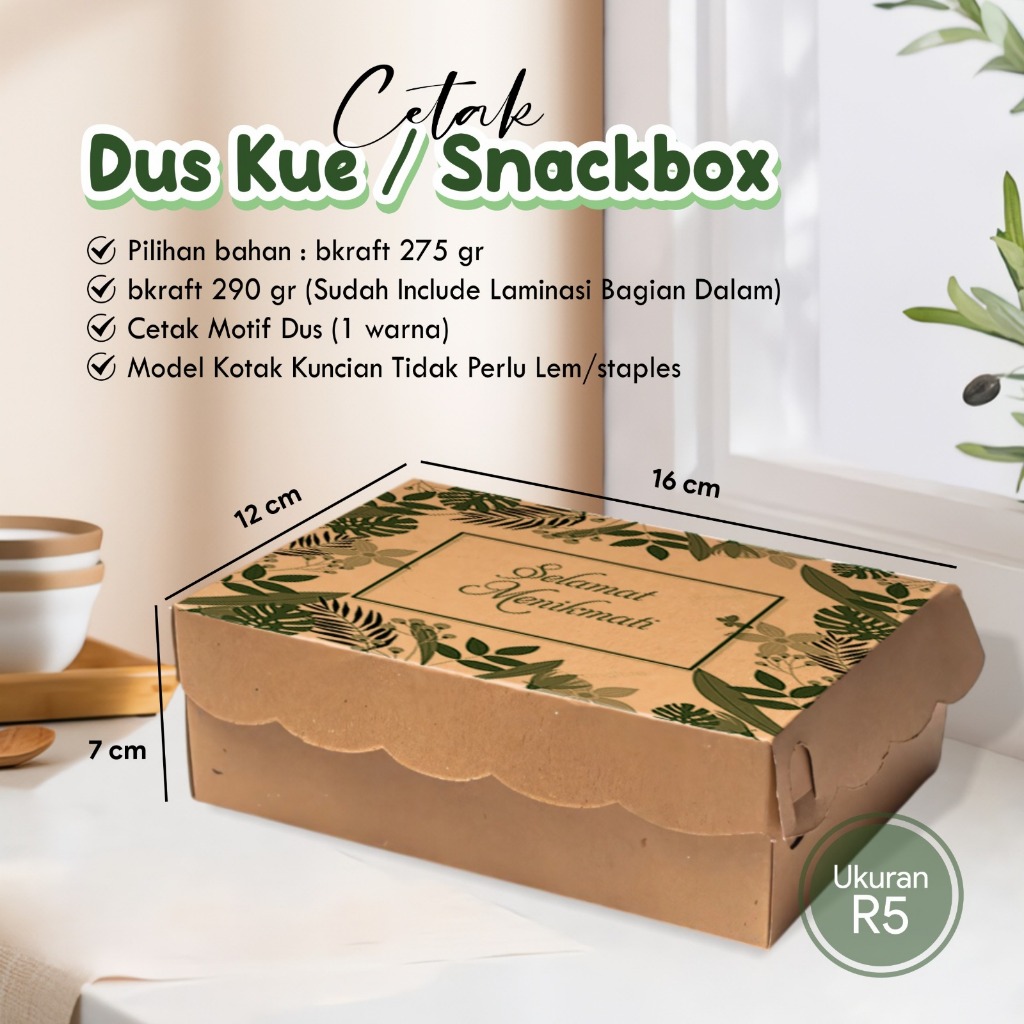 Jual CETAK DUS KUE SNACKBOX LAMINASI - LUNCH BOX MAKANAN KRAFT CUSTOM ...