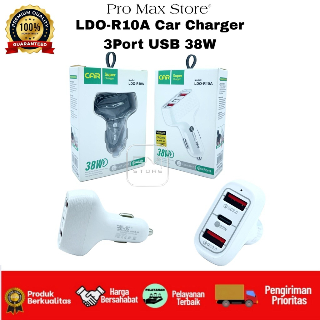 Jual PM - Saver Mobil 3 Port R10A USB 38W QC 3.0 Type C | Batok Saver ...