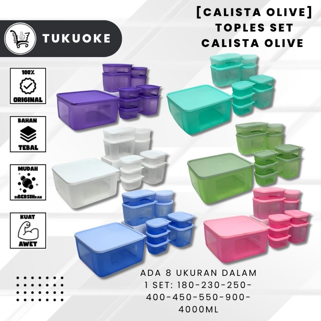 Jual [CALISTA OLIVE] Toples Set Calista Olive 10Pcs+Tutup Terbaru Set ...