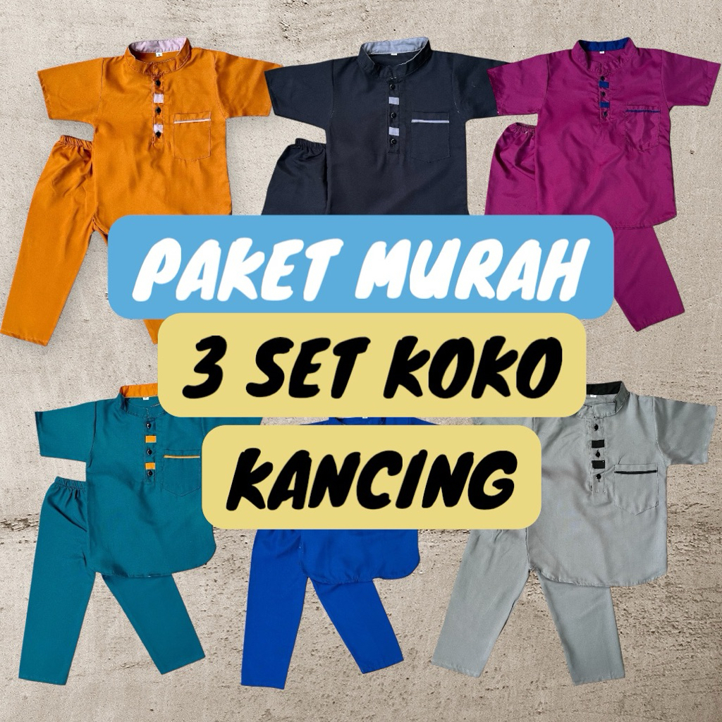 Jual (ISI 3 SETEL) PAKET SETELAN BAJU KOKO ANAK KURTA TURKI ANAK USIA 1 ...