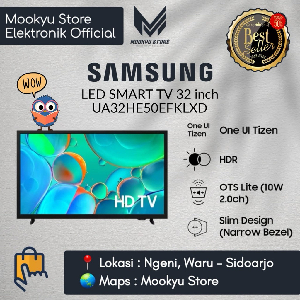 Jual SAMSUNG LED SMART TV 32 inch UA32HE50EFKLXD / UA32HE50EF | Digital TV YouTube Netflix Vidio ...