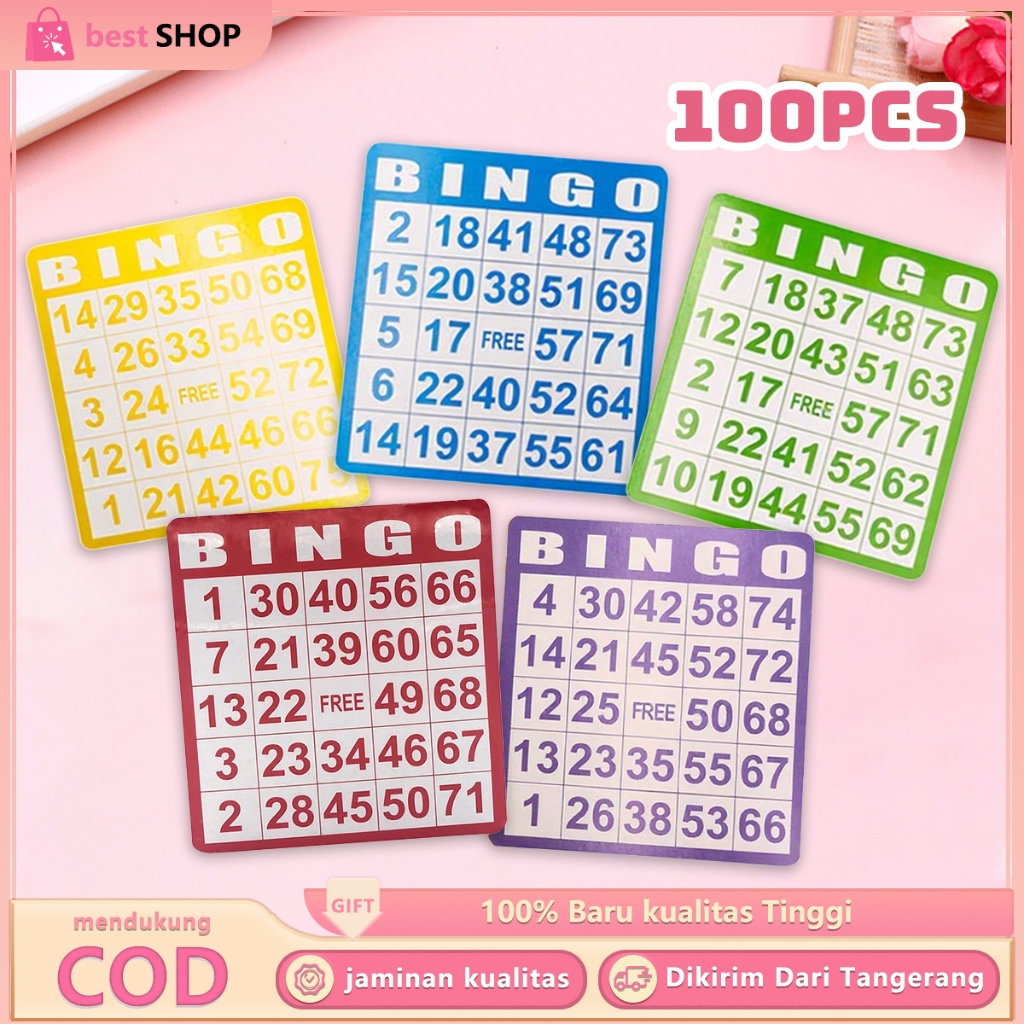 Jual Kartu Bingo 100 Lembar Bingo Card 5 Warna 12*13cm Ukuran Besar ...
