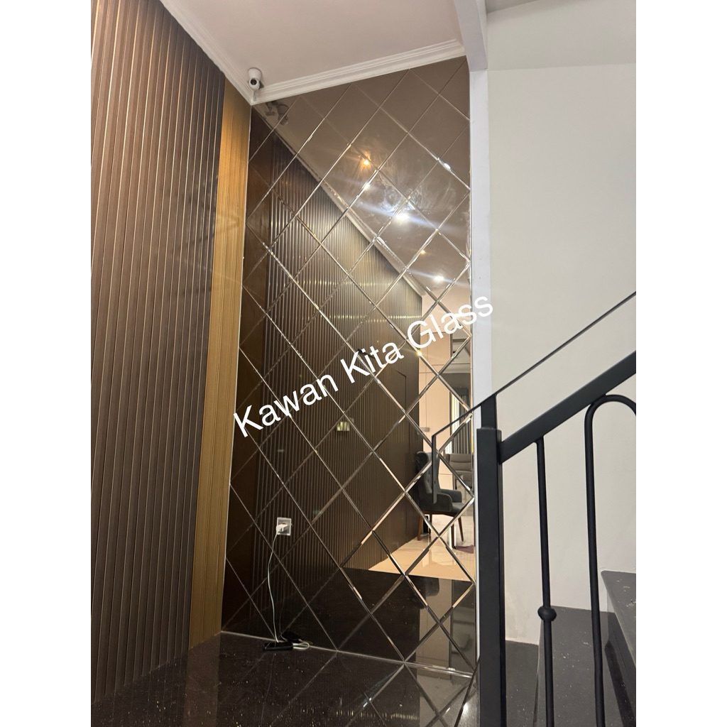 Jual kaca cermin bevel motif wajik/ kaca cermin brown bevel wajik ...