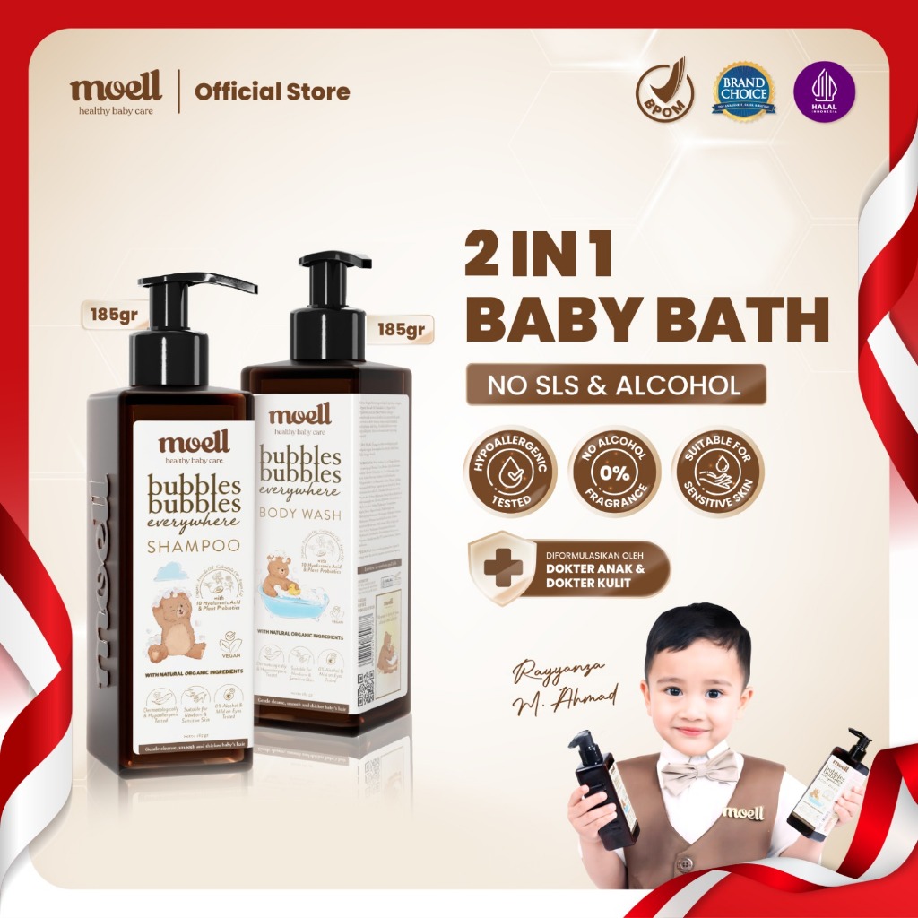 Jual Moell 2in1 Baby Bath Sabun Mandi Anak 185gr & Sampo 185gr ...